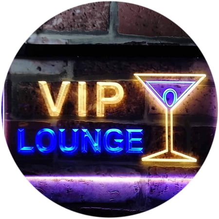 VIP Lounge Cocktails Glass Bar Wine Club Dual Color LED Neon Sign Blue ...