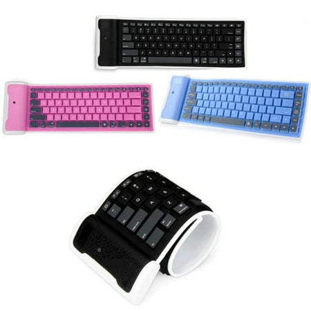 Wireless Bluetooth Keyboard Foldable Roll Up Flexible For PC Silent ...