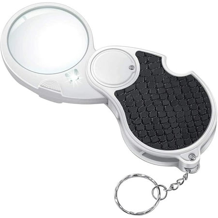 5X Pocket Magnifier with Light, Small Foldable Lighted Magnifying Glass ...