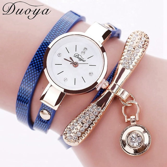 Duoya Brand Bracelet Watches For Women Luxury Gold Crystal Fashion ...