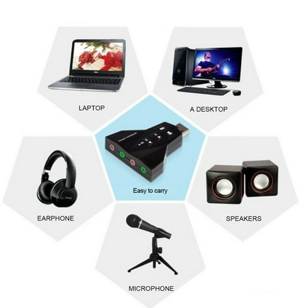 NEW Virtual 7.1 Audio Sound Card Adapter Mic 3.5mm USB Mic Speaker ...