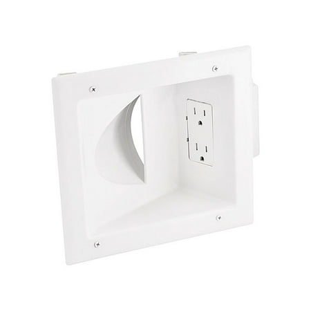 Recessed Low Voltage Media Wall Plate w/ Duplex Receptacle - White ...