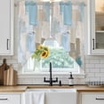 Abstract Swag Curtain Valance for Window 2 Panels Beige Blue Plaid Oil ...