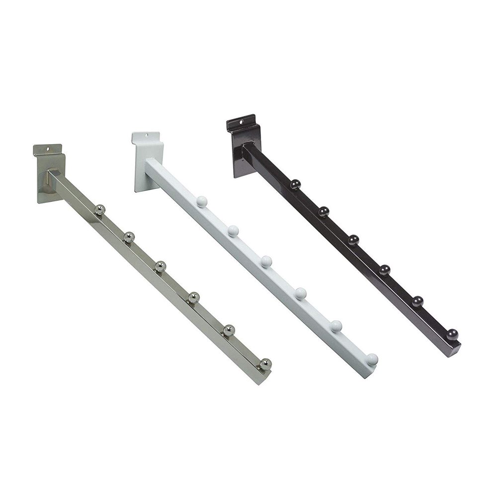 6 Ball Slatwall Waterfall, 18" L Square Tube Faceout Hook for Retail ...