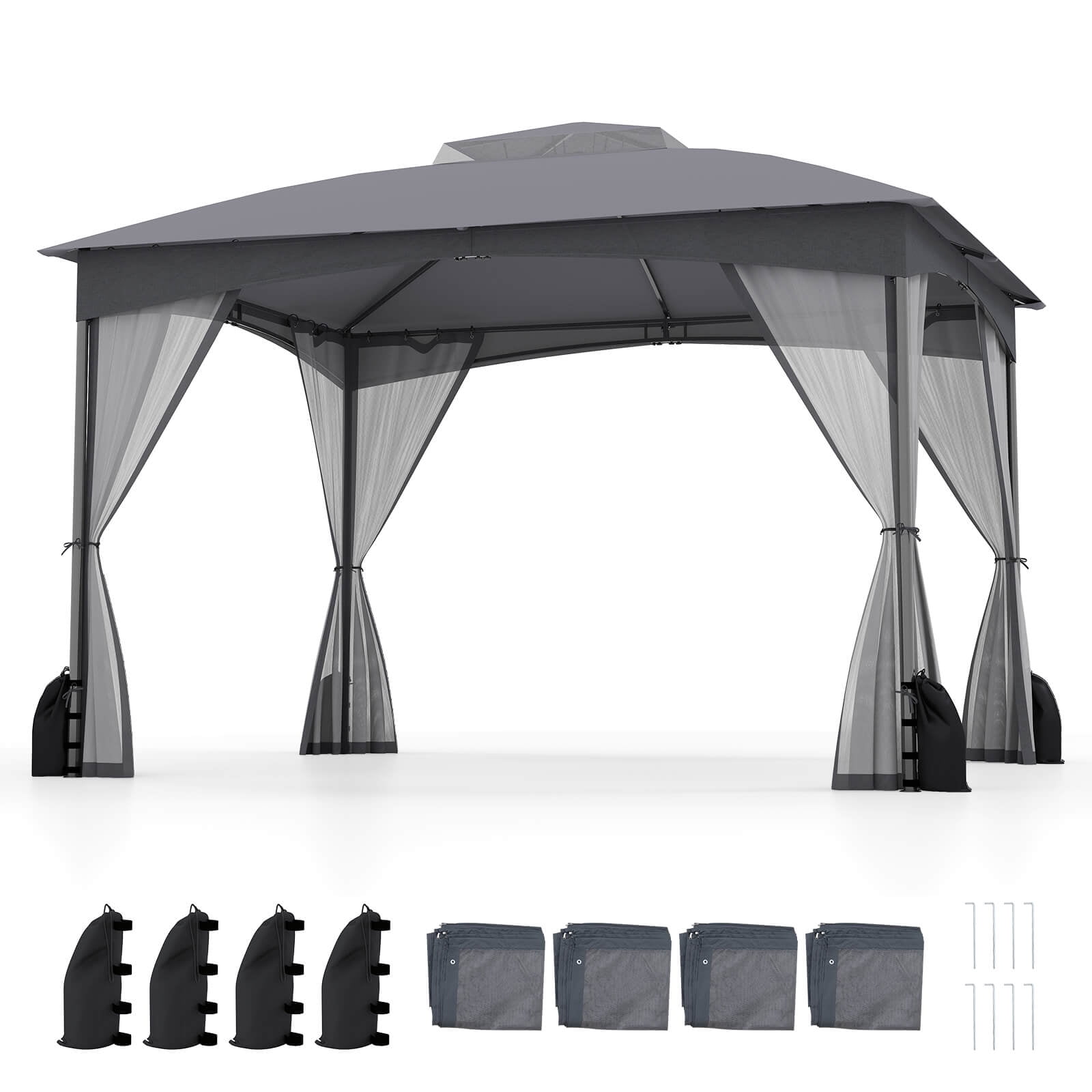 Click here for Costway 10x12 Ft 2-Tier Patio Gazebo Canopy Nettin... prices