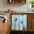 Blue Maple Leaf Cabinet Curtains 11" W x 13" L, Fall Small Berry Stems ...