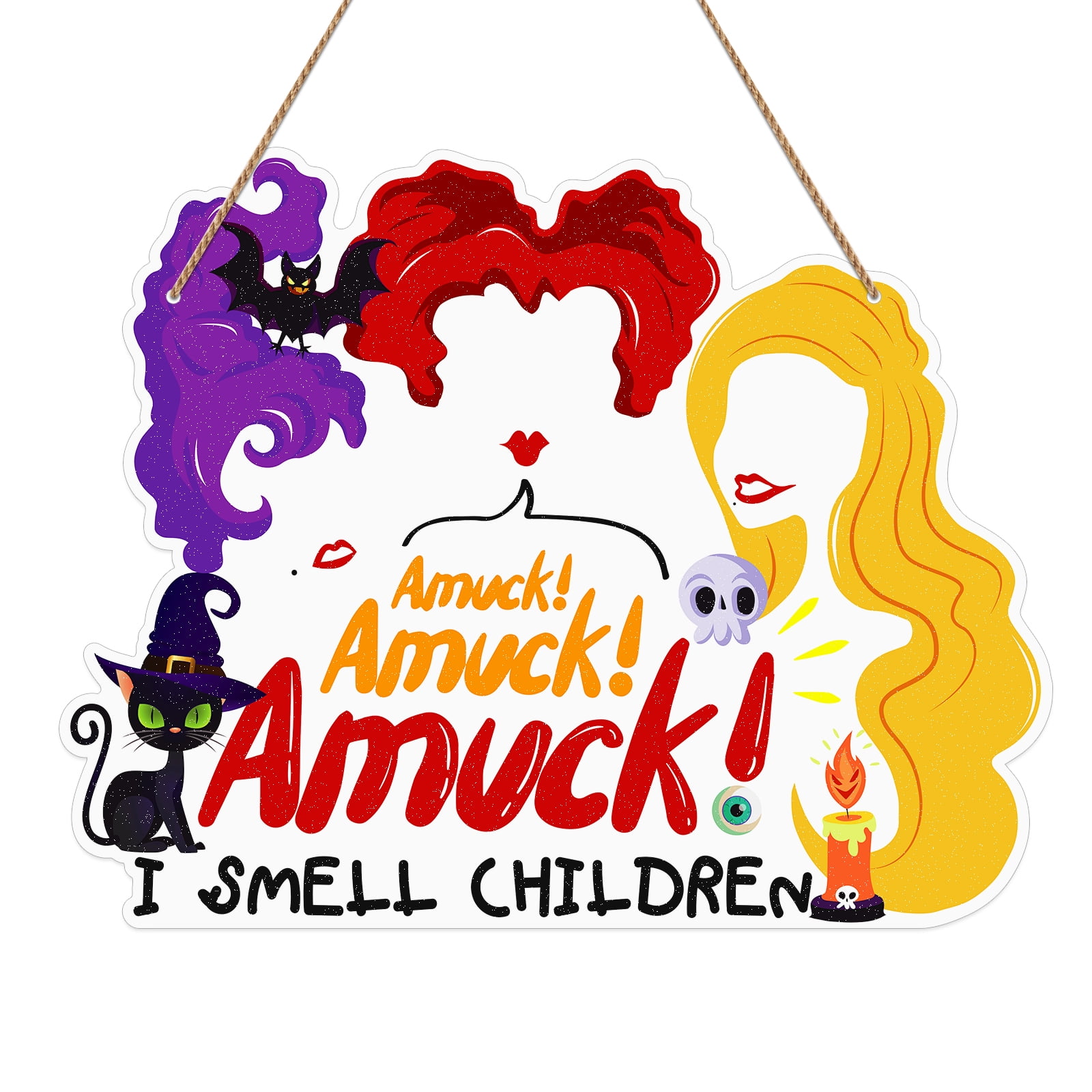 WaaHome Halloween Hocus Pocus Decor Door Sign I Smell Children Sign ...