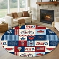 4th of July Round Rug 6ft Washable Circle Kitchen Rugs Non Slip Vintage ...