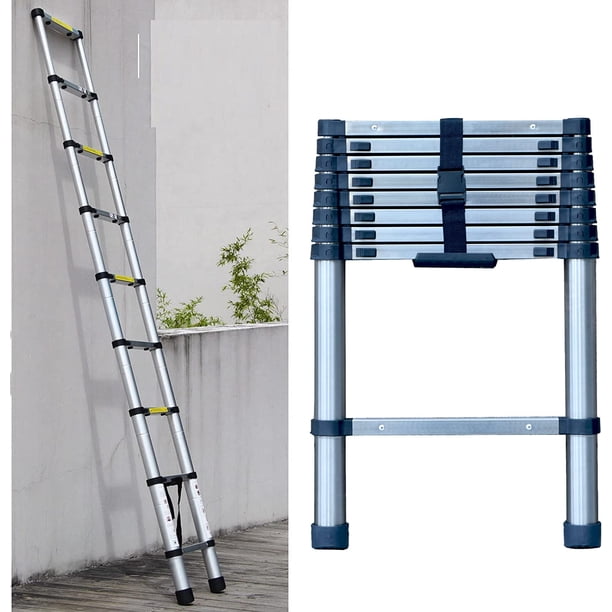 Dayplus 8.5FT/2.6M Stainless Steel Extension Ladder Multi-Purpose ...