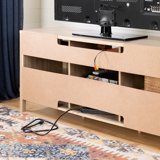 South Shore Balka TV Stand, Rustic Oak and Faux Rattan - Walmart.com