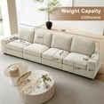 TEKAMON 128" Beige Linen Fabric Modular Sofa, 4 Seater with Storage ...