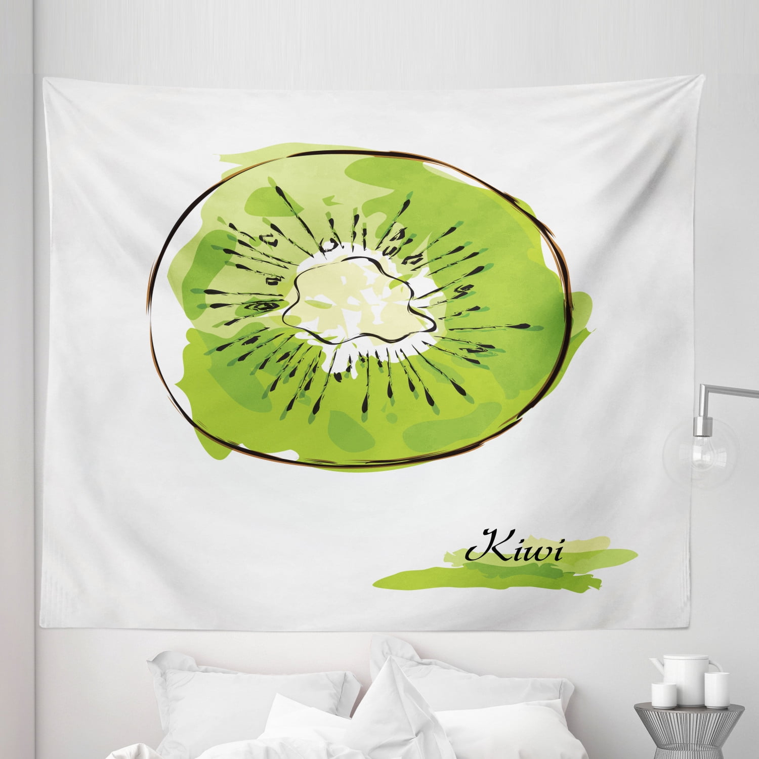 Kiwi Tapestry, Illustration of Exotic Fruit Halved Round Slice, Fabric ...