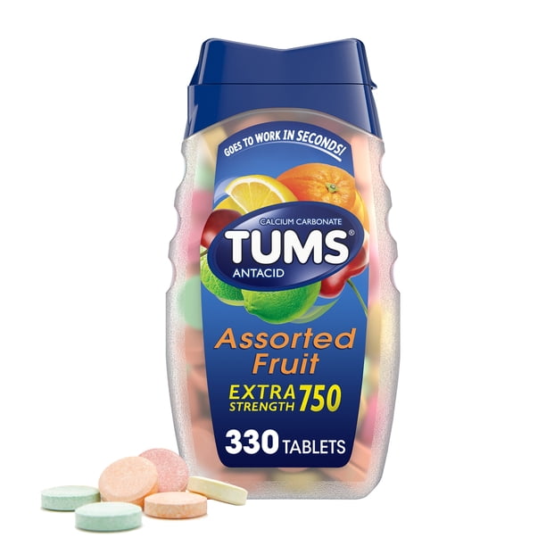 Tums Extra Strength Heartburn Relief Chewable Antacid Tablets, Fruit ...