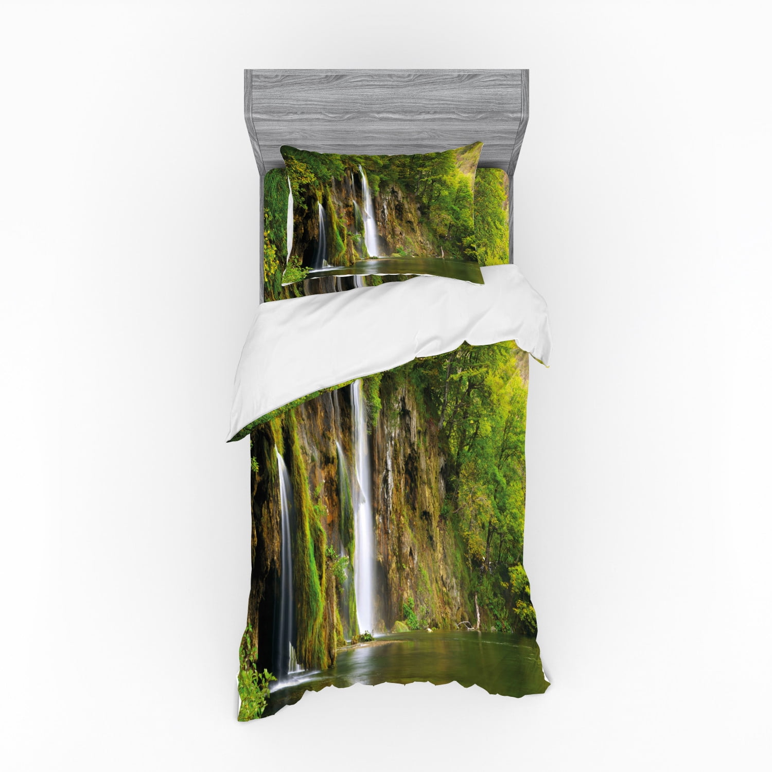 Ambesonne Nature Bedding Set 3 Pcs, Majestic Waterfall River, Twin ...