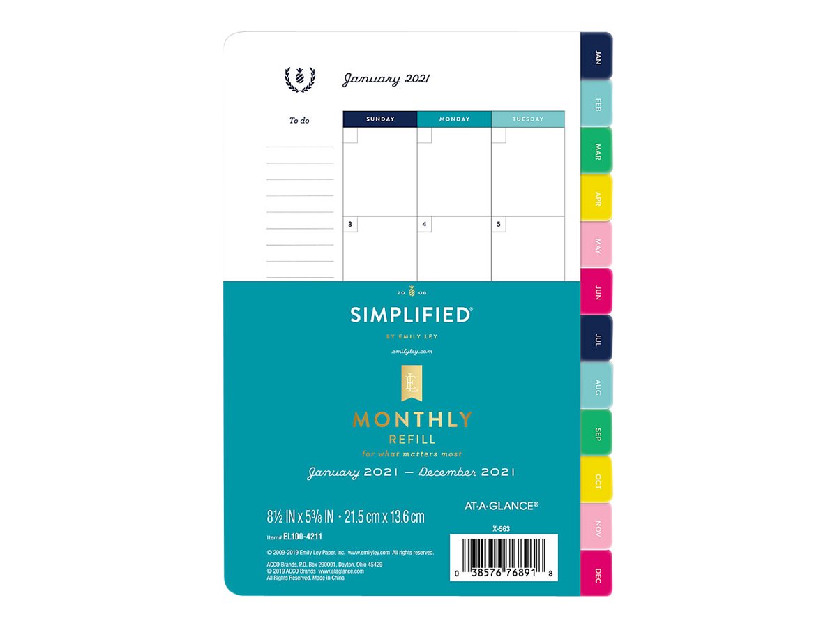 AT A GLANCE Emily Ley Simplified System Monthly Planner Refill AT A GLANCE Emily Ley Simplified System Monthly Planner Refill