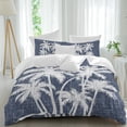 4 Piece Duvet Cover Set Cal king, Navy Blue Palm Tree Soft Breathable ...