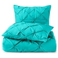 Nestl Twin/Twin XL Teal Comforter Set, Pinch Pleated, 2-Piece Bedding ...