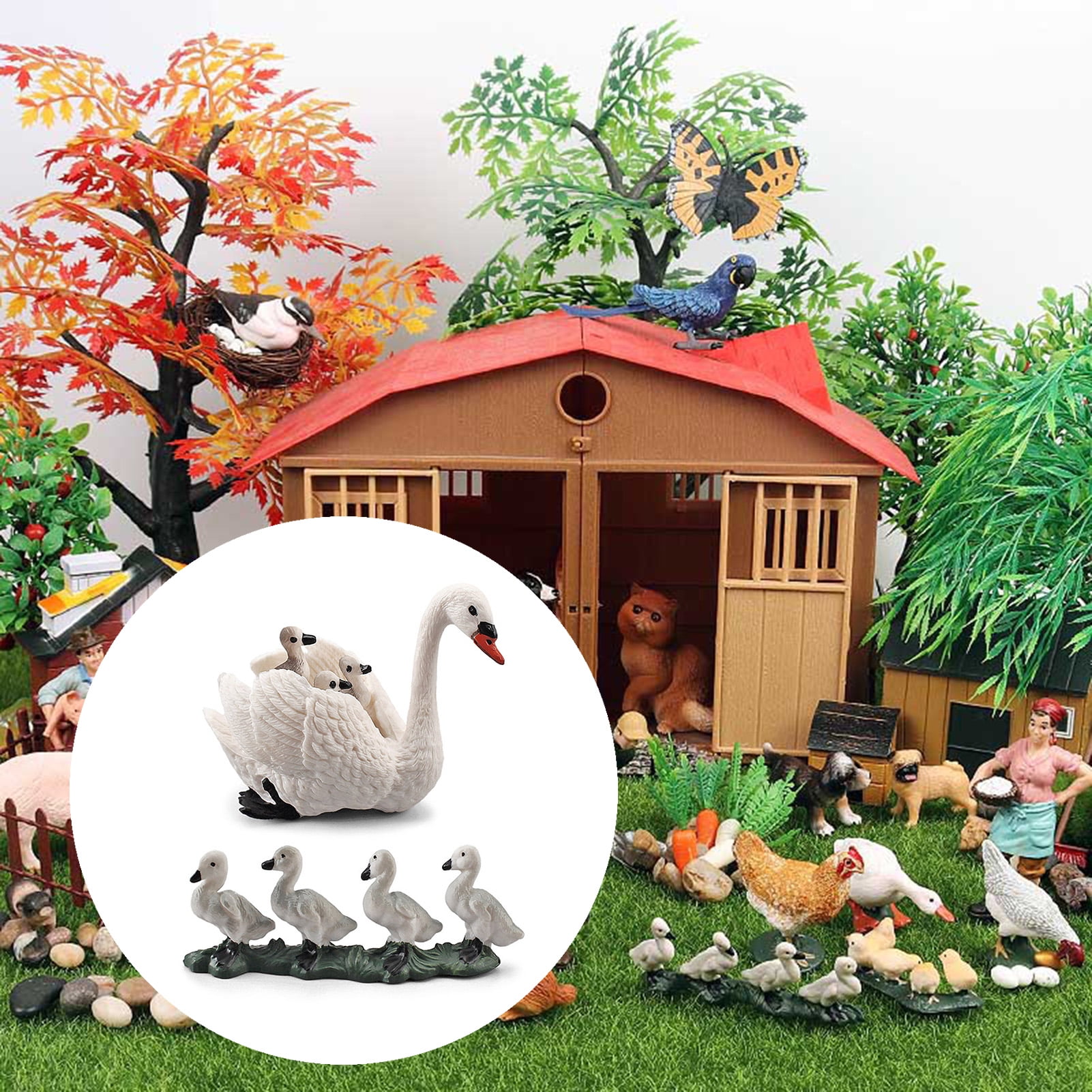 Realistic Simulated Farm Animal Model Toy - Educational White Swans and ...