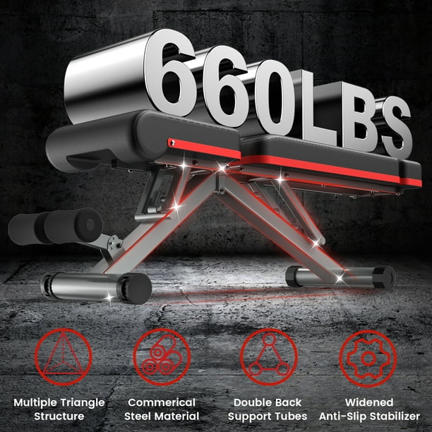 Pooboo Dumbbell Bench Workout Foldable Weight Bench Incline Adjustable ...