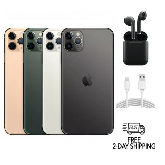 Restored Apple iPhone 11 Pro Max A2161 (Fully Unlocked) 256GB Silver w/ Wireless Earbuds ...
