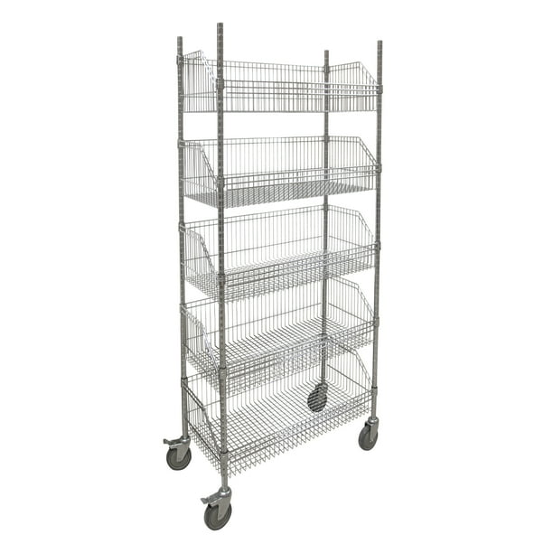 Wire Basket Shelving Cart, 5 Tiers, 48" W x 80" H x 18" D - Walmart.ca
