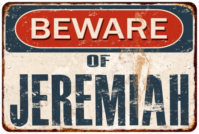Beware of JEREMIAH Metal Sign Rusty Wall Decor 8x12 108120041978 ...