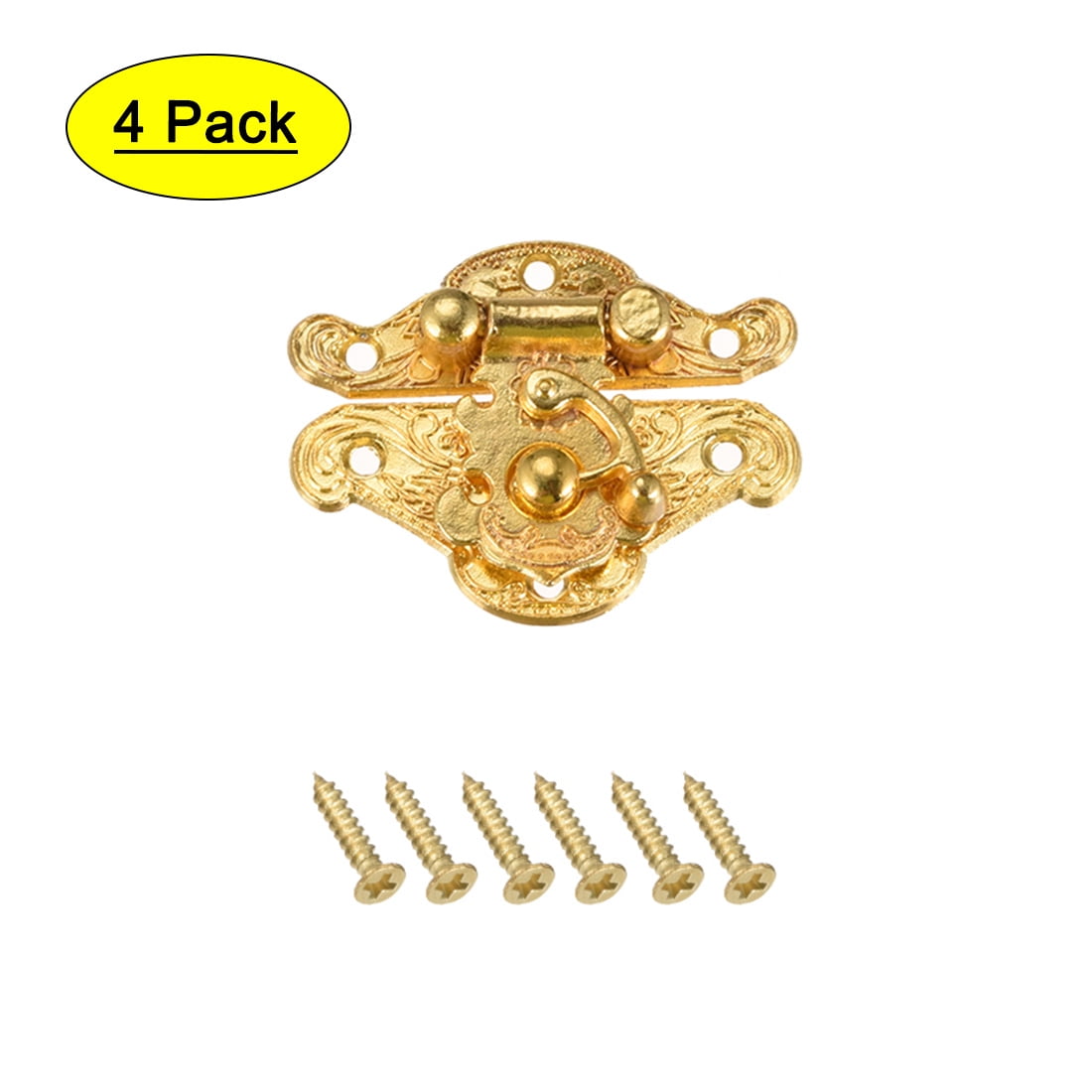 Uxcell Wood Case Chest Box Rectangle Clasp Closure Hasp Latches Gold ...