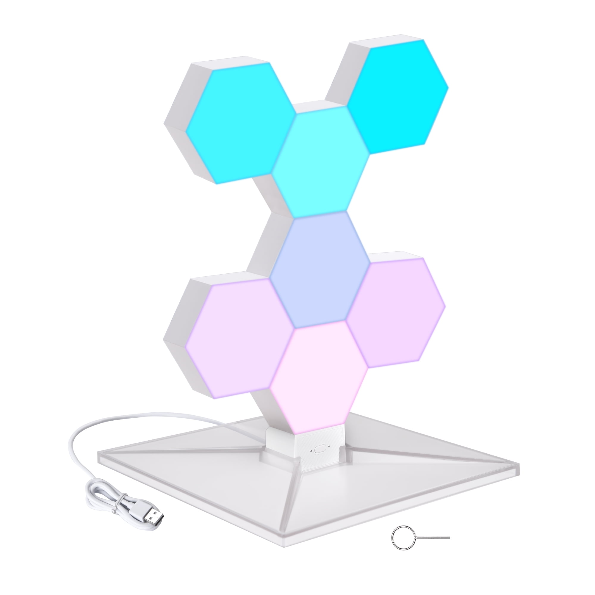 Yescom 7 Packs Hexagon Smart Light Modular LED Voice Control WIFI Décor ...