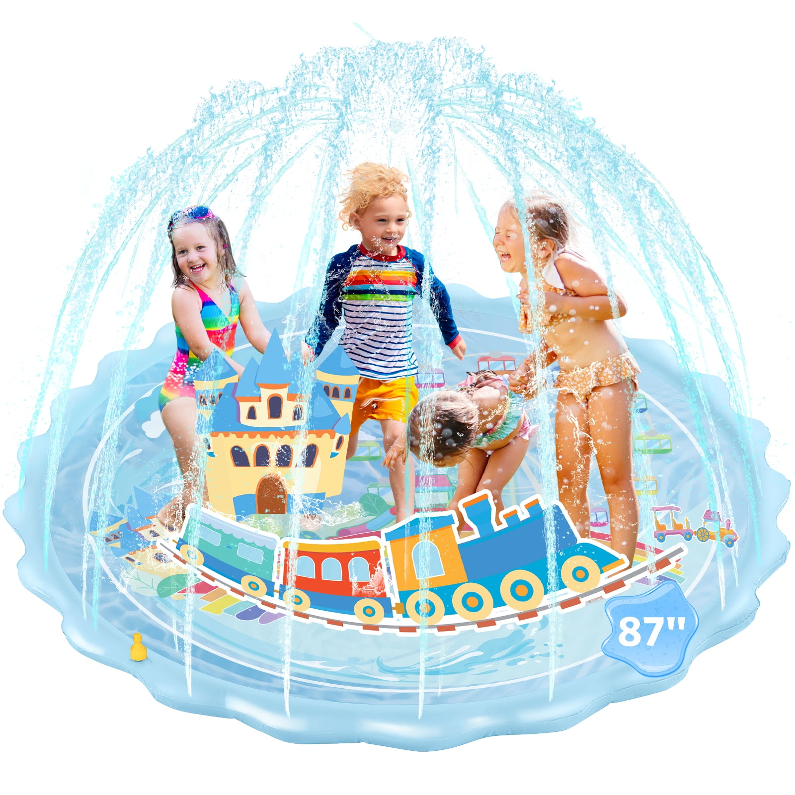 Hommie Splash Water Pad, 87" Inflatable Sprinkler Water Mat Toys for ...
