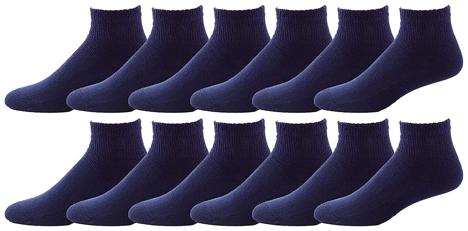 Winterlace Diabetic Quarter Socks For Men 12 Pairs Bulk Non Binding Cotton Sock Healty