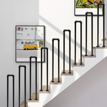 Ktaxon 3-Step Wrought Iron Railing, Exterior Hand Railing for Garage ...