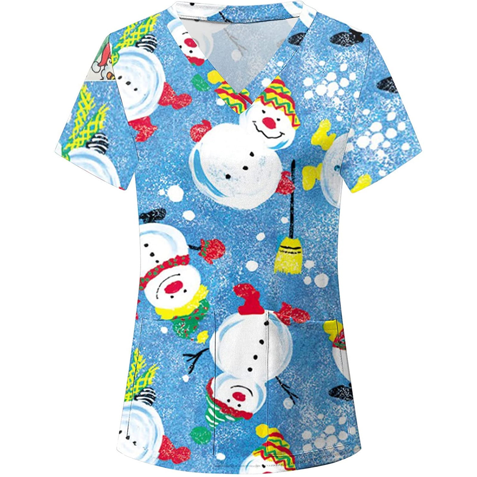 Click here for Pompotops Womens Christmas Short Sleeve V-Neck Wor... prices