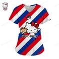 Kawaii Nurse Uniform Scrubs Tops Womens Cartoon Hello Kitty Print Short
