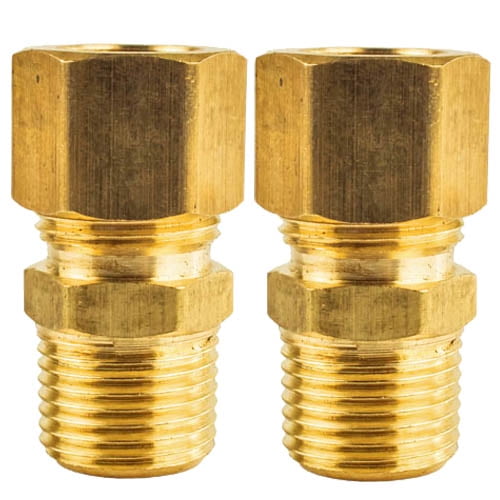 2 Pack 1/2" x 3/8" Male NPT Connector Brass Compression Fitting for 1/2 ...