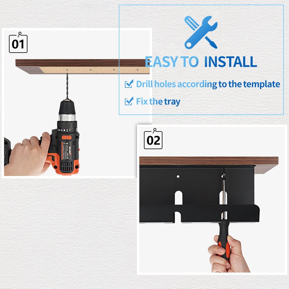 Buy Under Desk Cable Management Tray, No Drill Standing Desk Cable ...