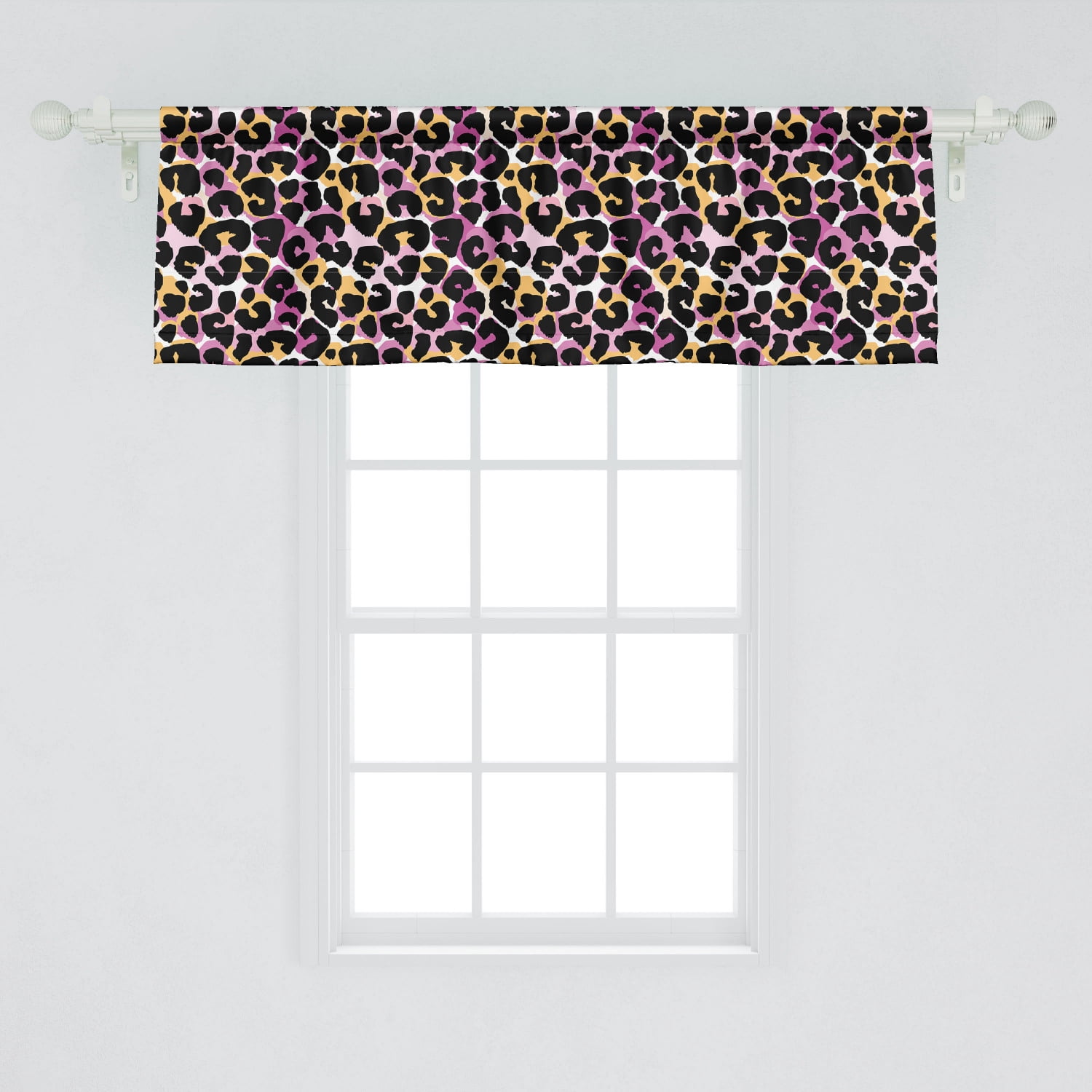 Ambesonne Leopard Print Window Valance, Abstract Wild Exotic Animal ...