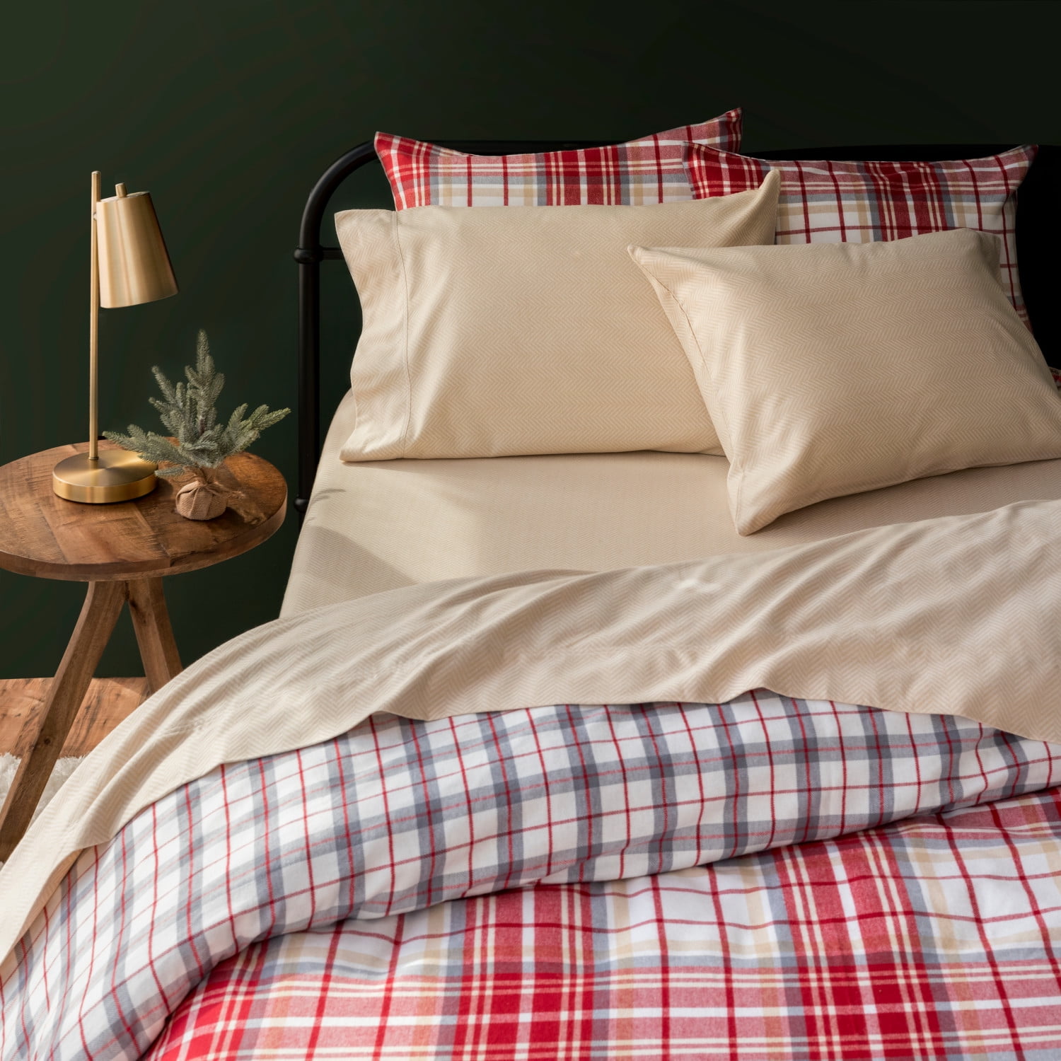 Martha Stewart Holiday Herringbone Cotton Flannel Yarn Dye Sheet Set ...