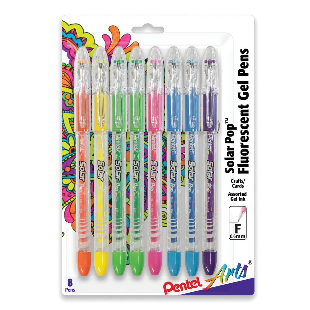 Pentel Solar Pop Neon Gel Pen Set, 8-Colors - Walmart.com - Walmart.com