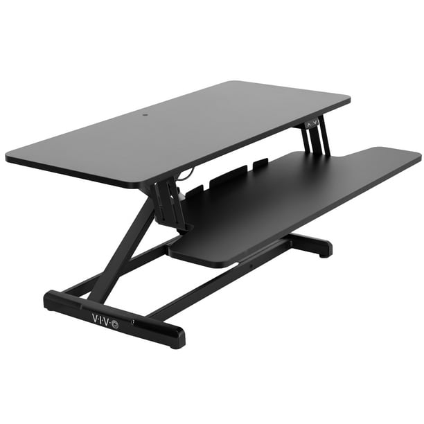 VIVO Black Electric 36" Standing Desk Monitor Riser, Dual Arm Sit Stand ...