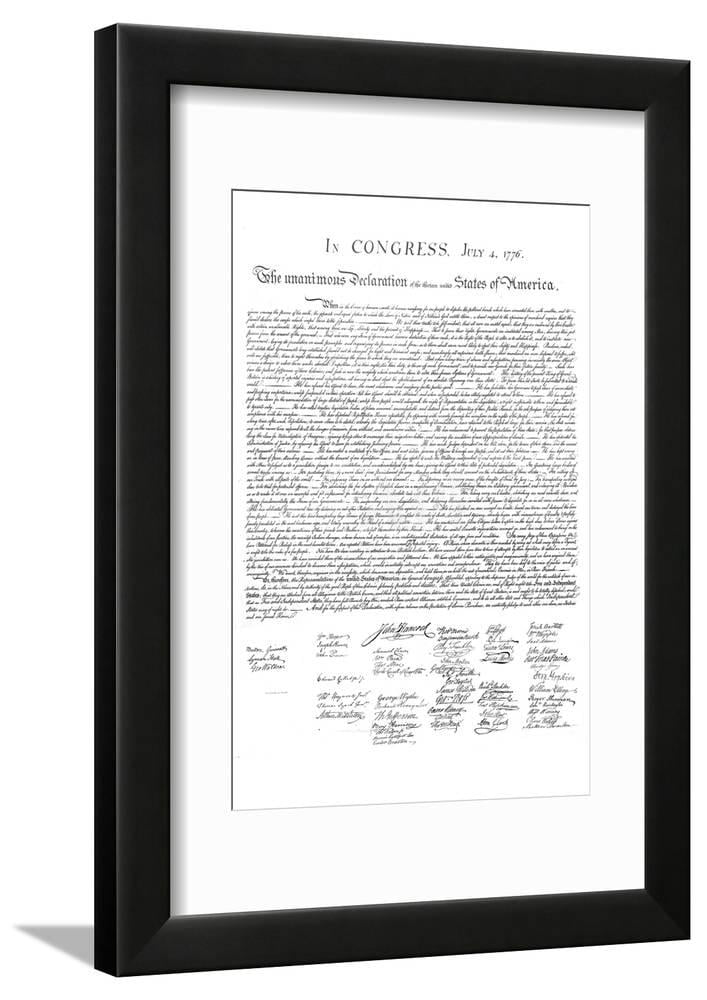 Declaration of Independence Authentic Reproduction White Art Poster ...