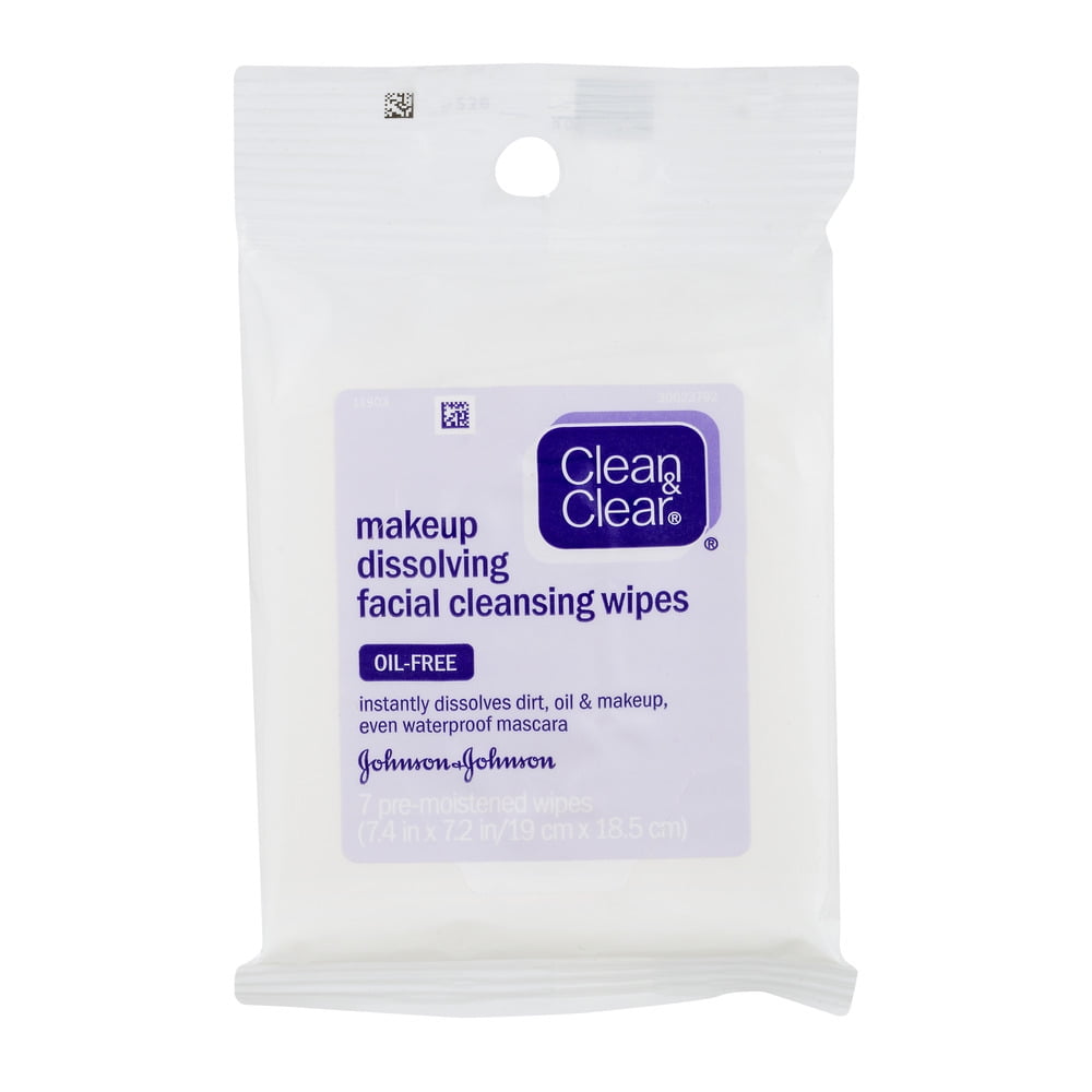 Clean & Clear Makeup Dissolving Facial Cleansing Wipes, 7 count ...