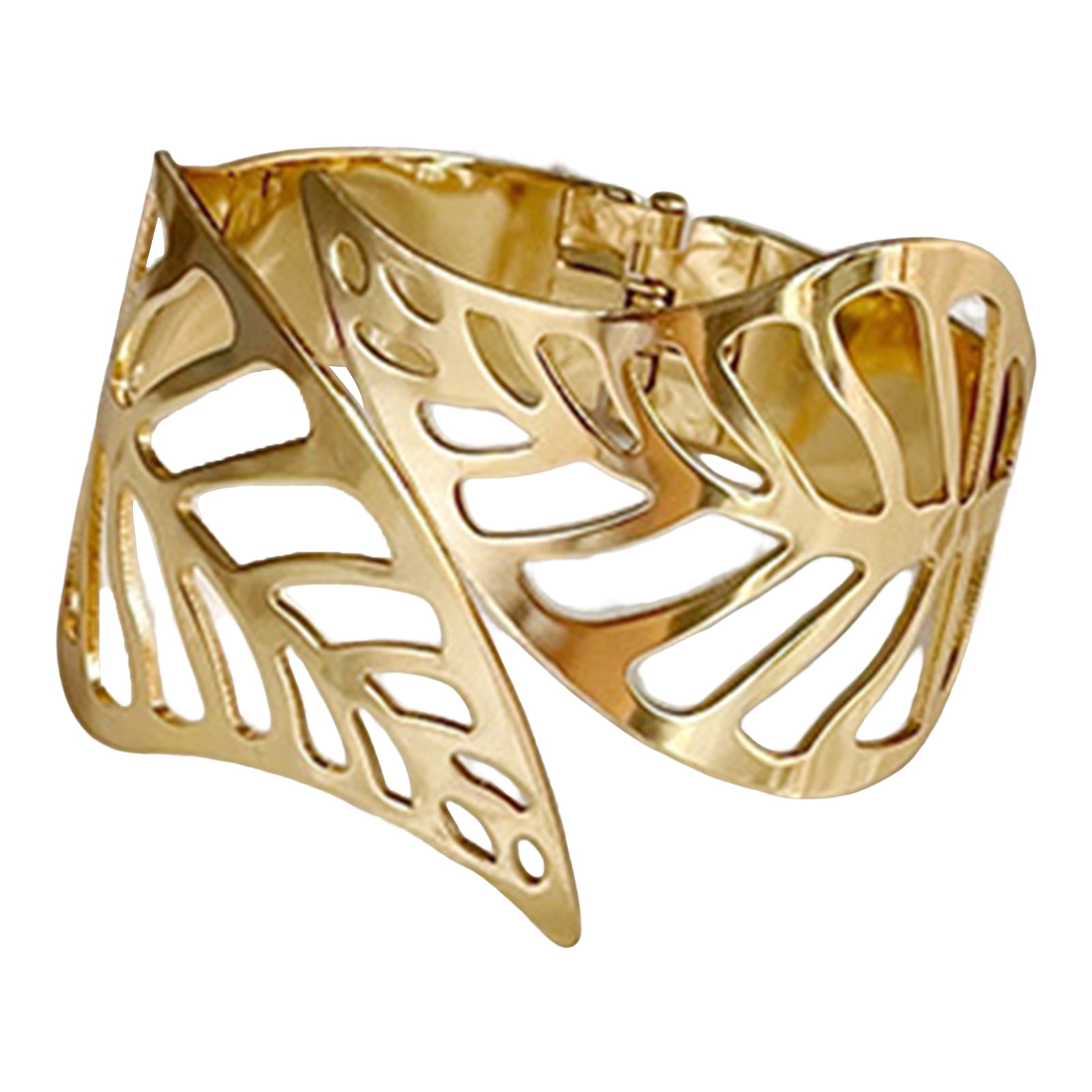 DISHAN Hollow Leaf Curtain Tieback Buckle - Metal Spring - Golden ...