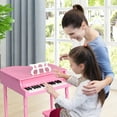 Costway Kids Wooden Musical Play 30-Key Baby Grand Piano Toy with Bench ...