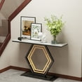 FLIP TRADE Sintered Stone Console Table with Geometric Base Sofa Table ...