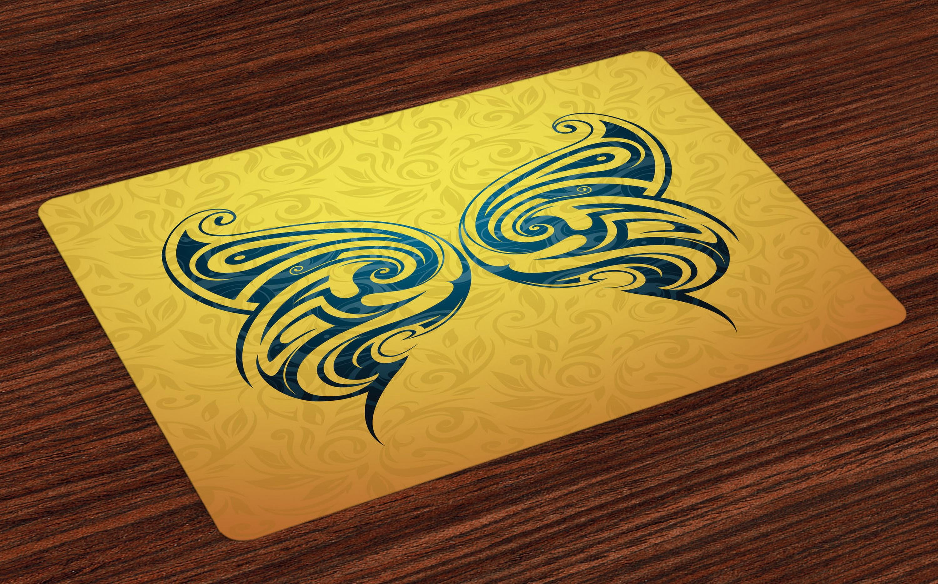 Ambesonne Tattoo Place Mats Set of 4, Tribe Design Butterfly, Standard ...