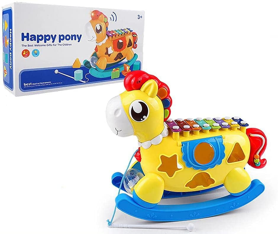 HTCM Multifunctional Intellectual School Bus Toy Pony Xylophone Baby ...