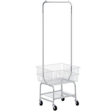 DecMode Gold Metal Deep Set Metal Mesh Laundry Basket Storage Cart with ...