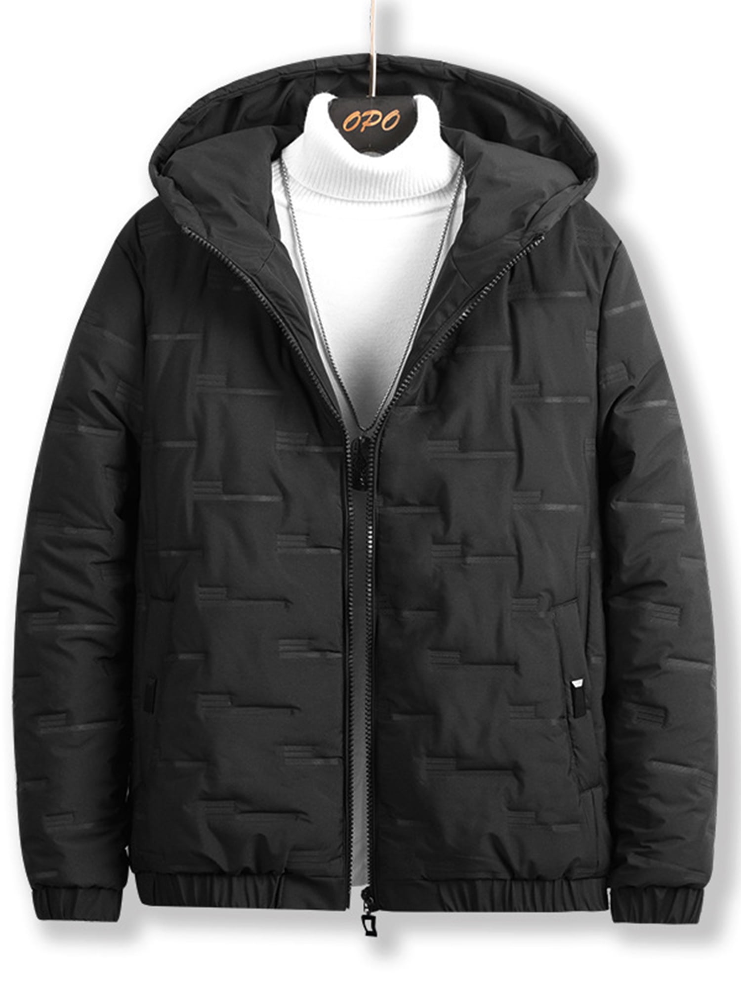 Capreze Puffer Jacket Jacket for Men Winter Front Zip Parka Jackets ...