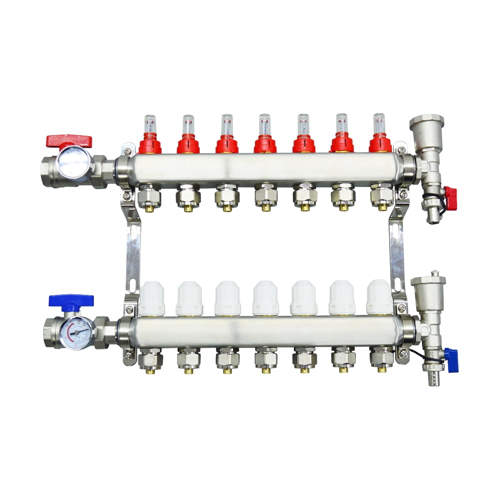 Techtongda 7-Branch PEX Radiant Floor Heating Manifold Set Floor ...