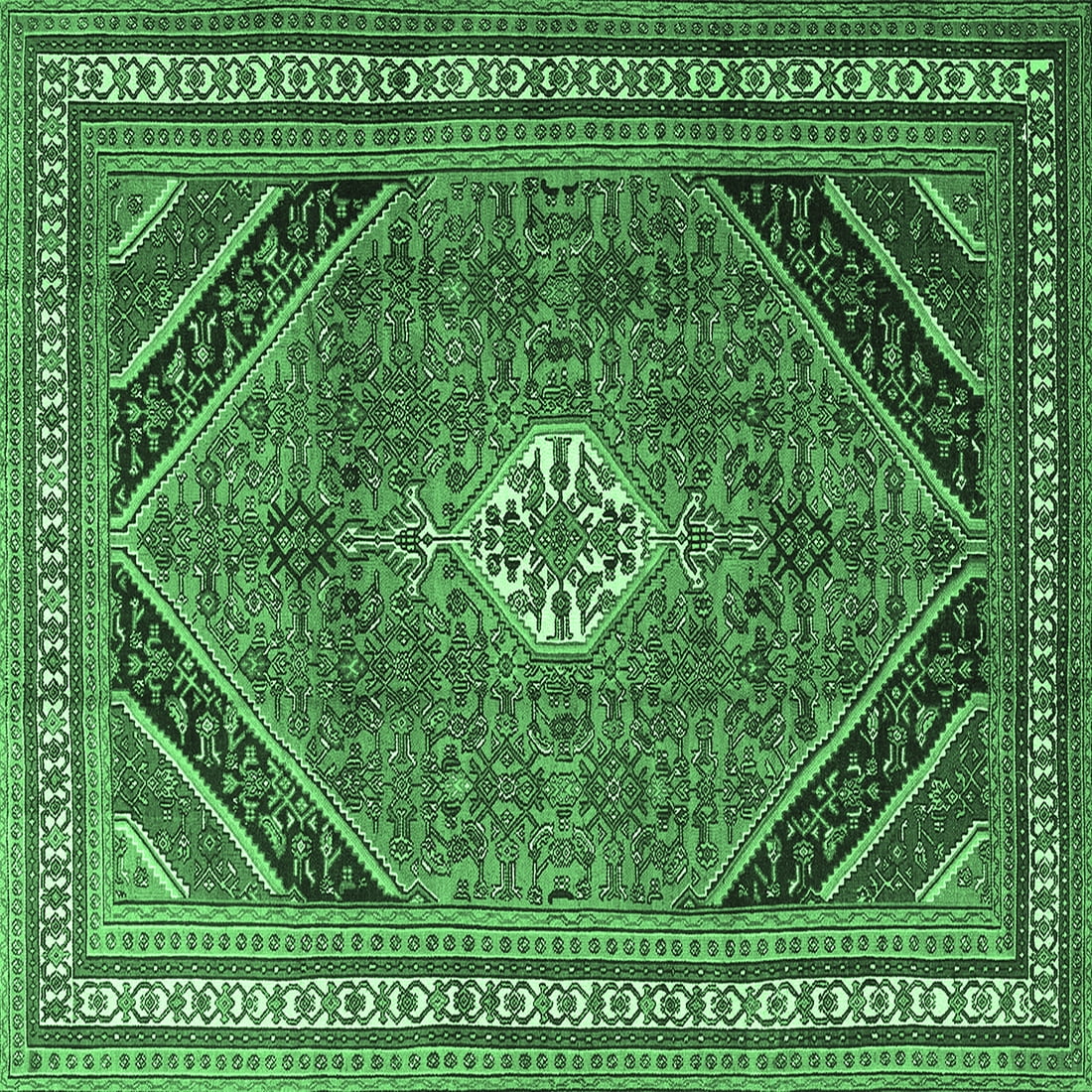 Ahgly Company Indoor Square Persian Emerald Green Traditional Area Rugs ...